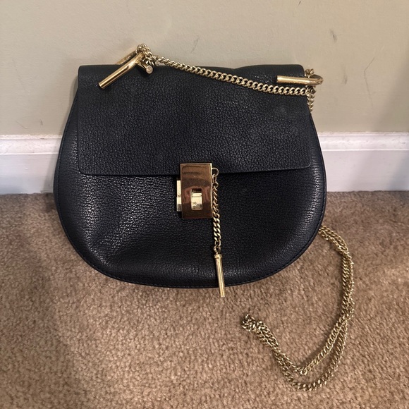 Bags | Chloe Drew Small Crossbody Chain Shoulder Bag Calf Leather Black ...